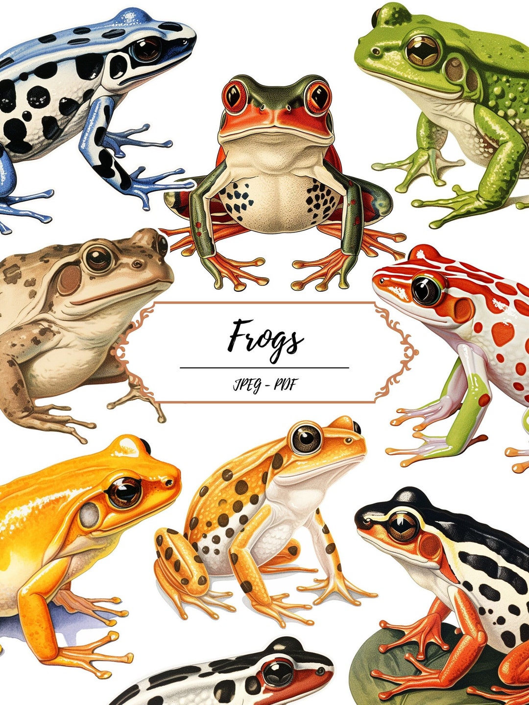 Frog Printable Pages // 60 Fussy Cut Vintage Inspired Images ...