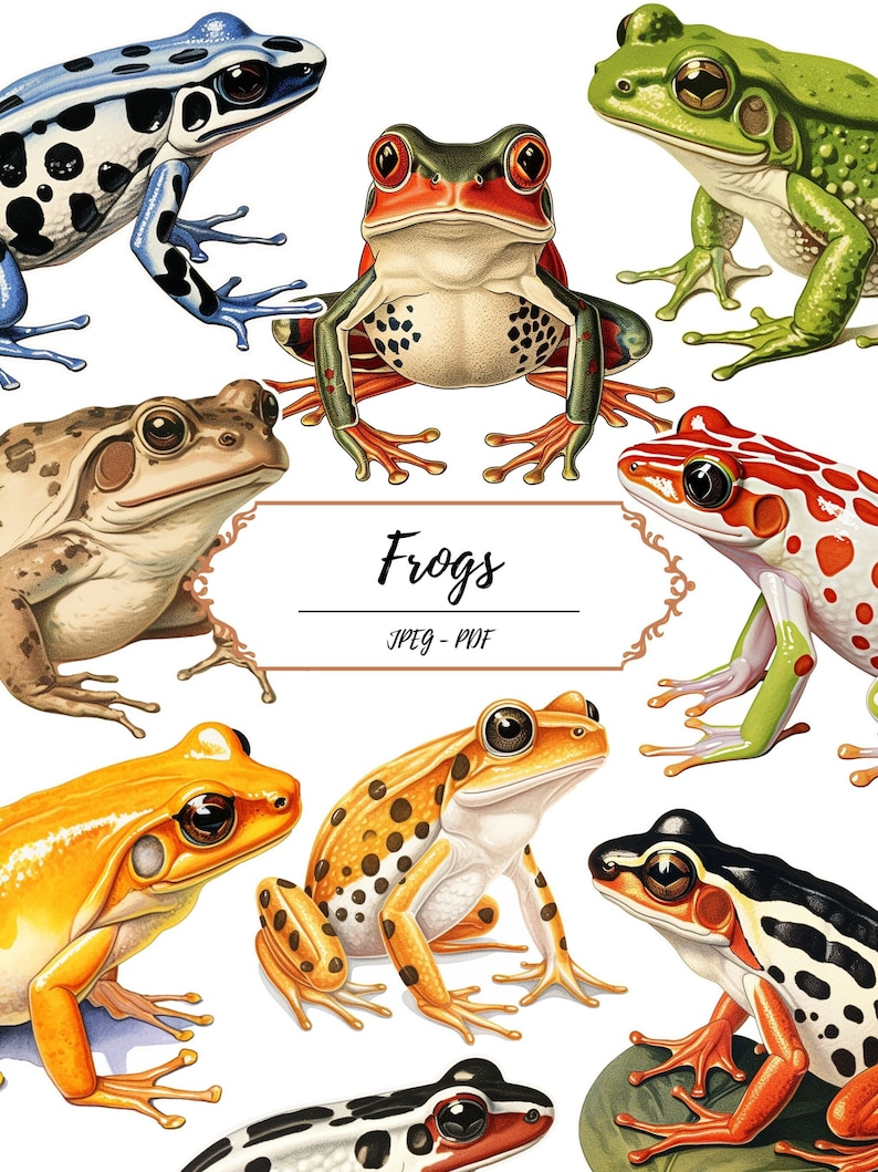 Frog Printable Pages // 60 Fussy Cut Vintage Inspired Images ...