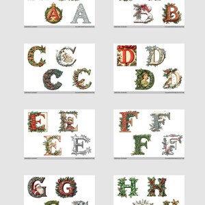 Christmas Alphabet Printable Pages // 104 Fussy Cut Images // Holiday ...
