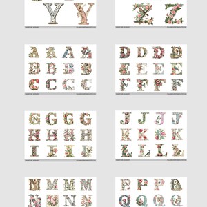 Shabby Chic Alphabet Printable Pages // 104 Fussy Cut Images // Floral ...