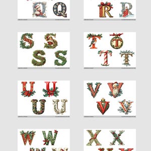 Christmas Alphabet Printable Pages // 104 Fussy Cut Images // Holiday ...