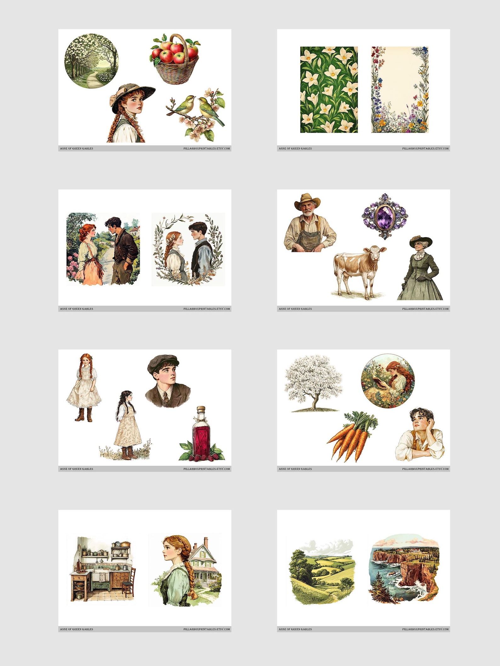 Anne of Green Gables Theme Printable Pages // 60 Vintage Inspired Fussy ...