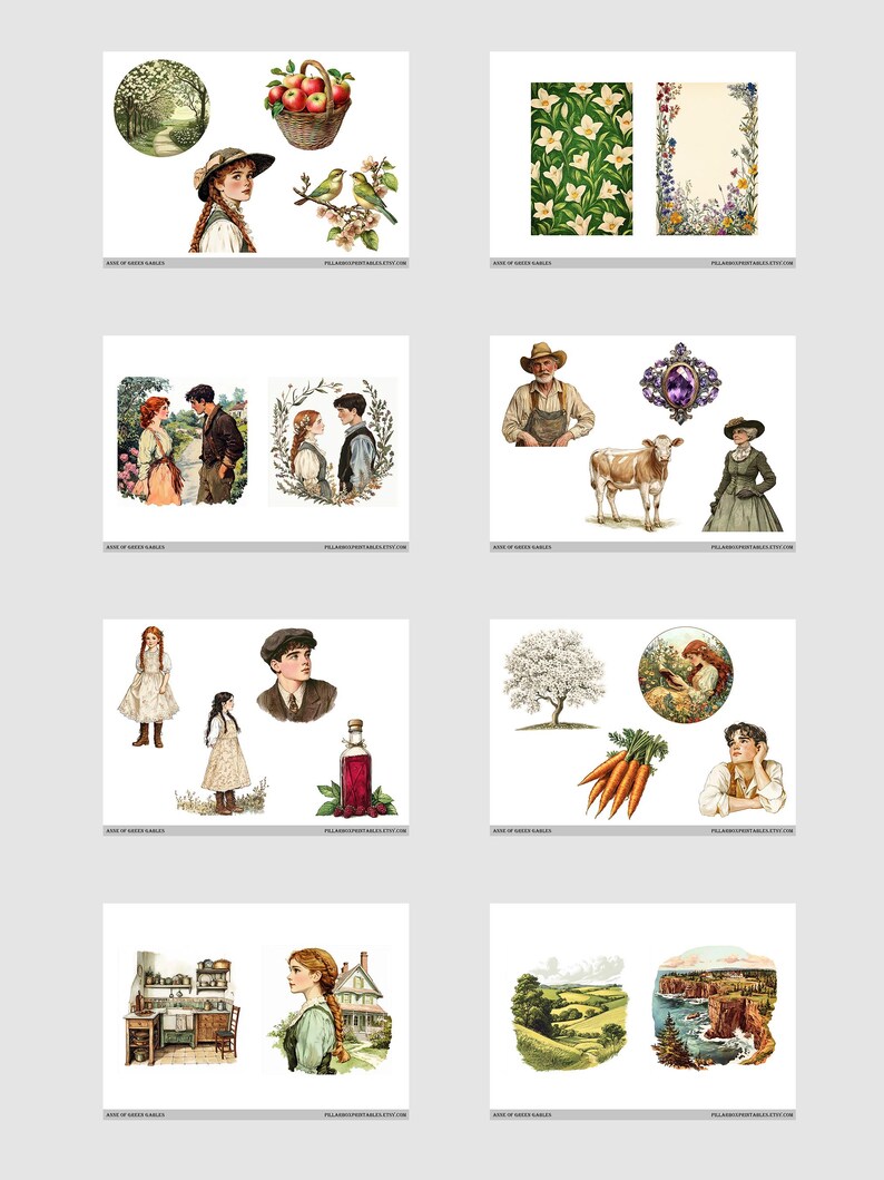 Anne of Green Gables Theme Printable Pages // 60 Vintage Inspired Fussy ...