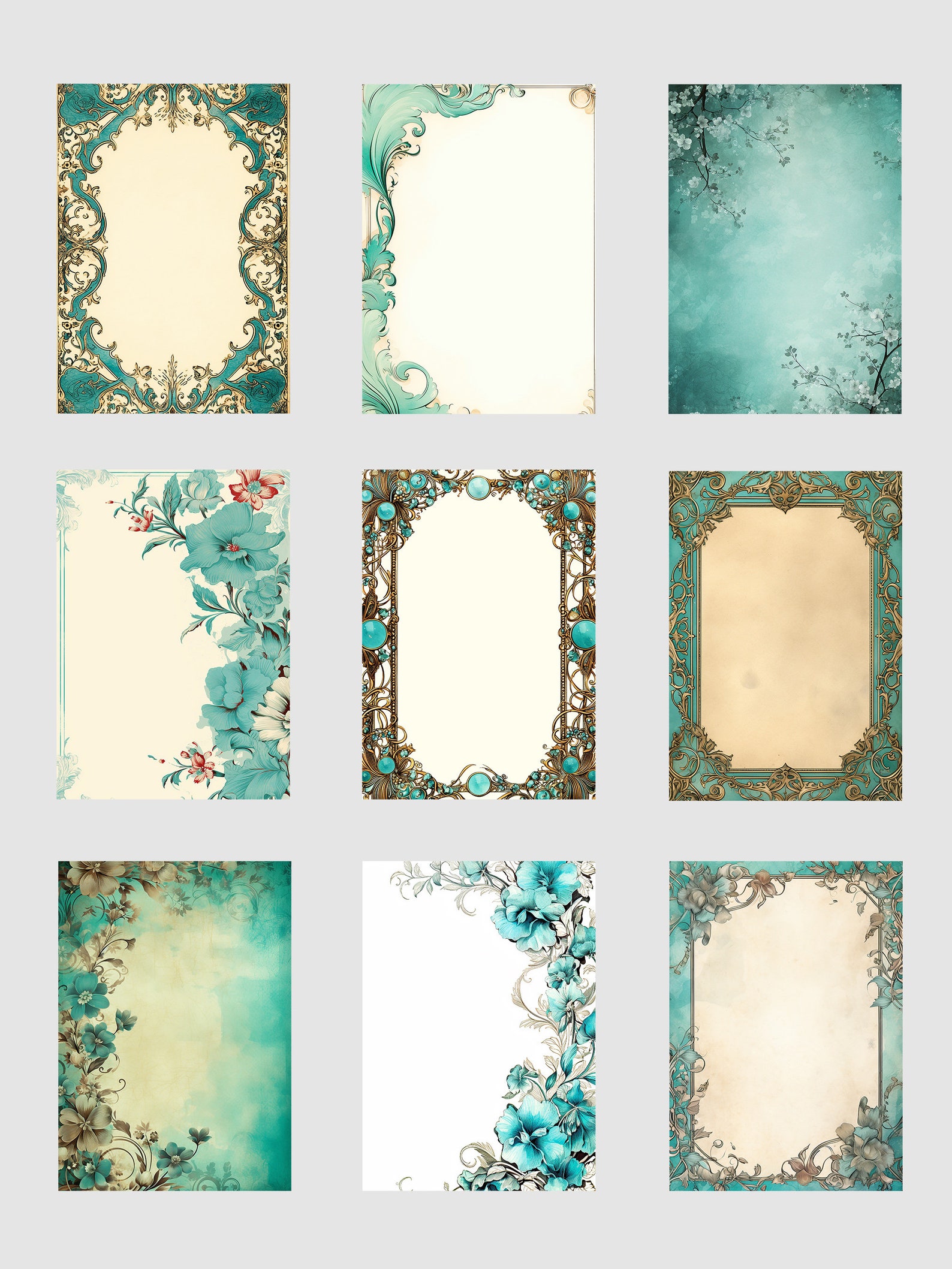Turquoise Printable Journal Pages // 20 Journaling Papers // Digital ...