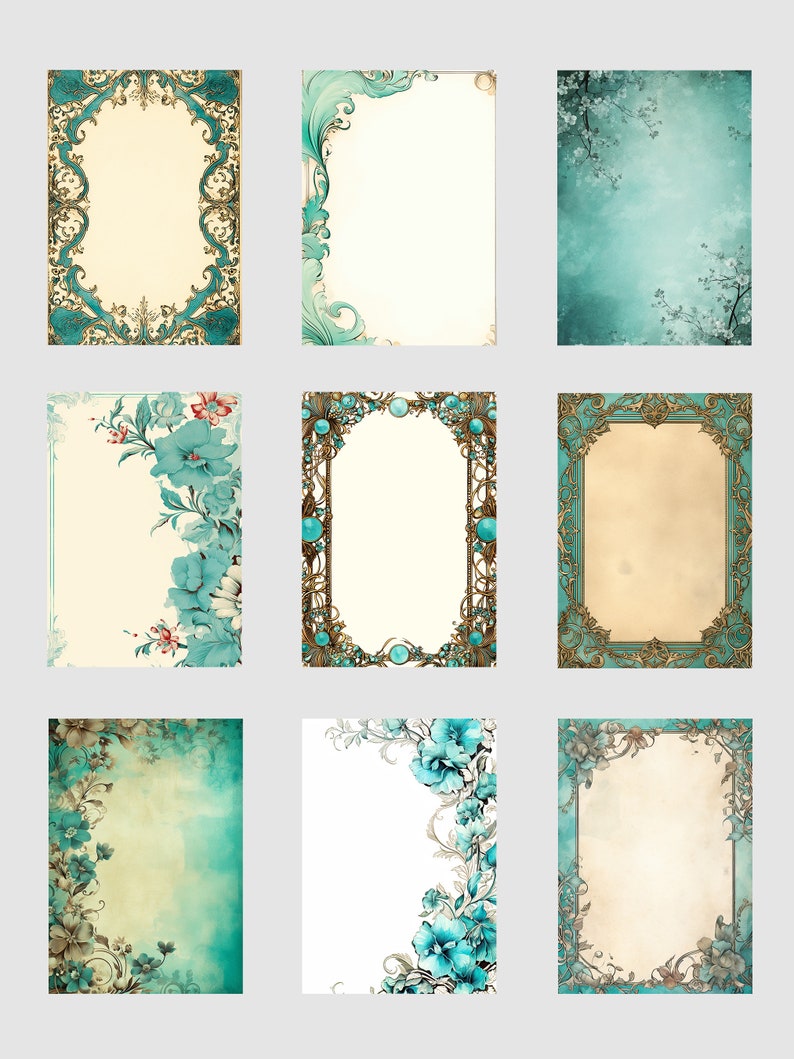 Turquoise Printable Journal Pages // 20 Journaling Papers // Digital ...