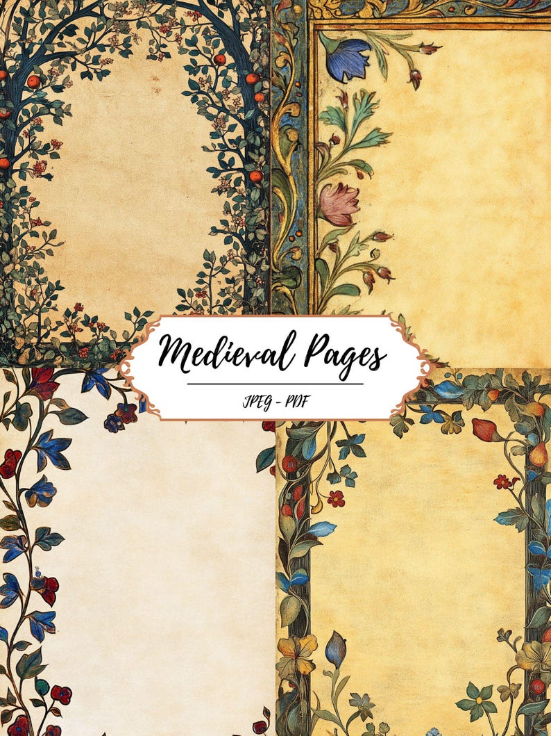 Medieval Themed Journaling Pages Set // 20 A4 Vintage Inspired Journal ...