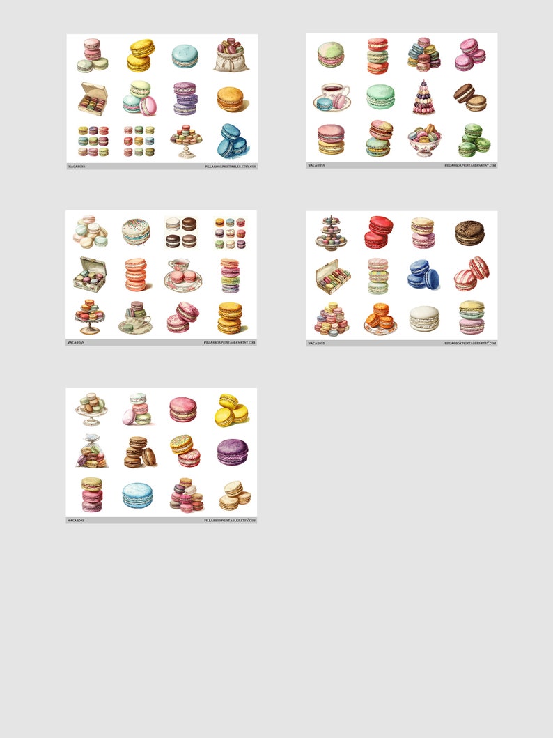 Macarons Fussy Cut Printable Pages // 60 Vintage Inspired Images ...