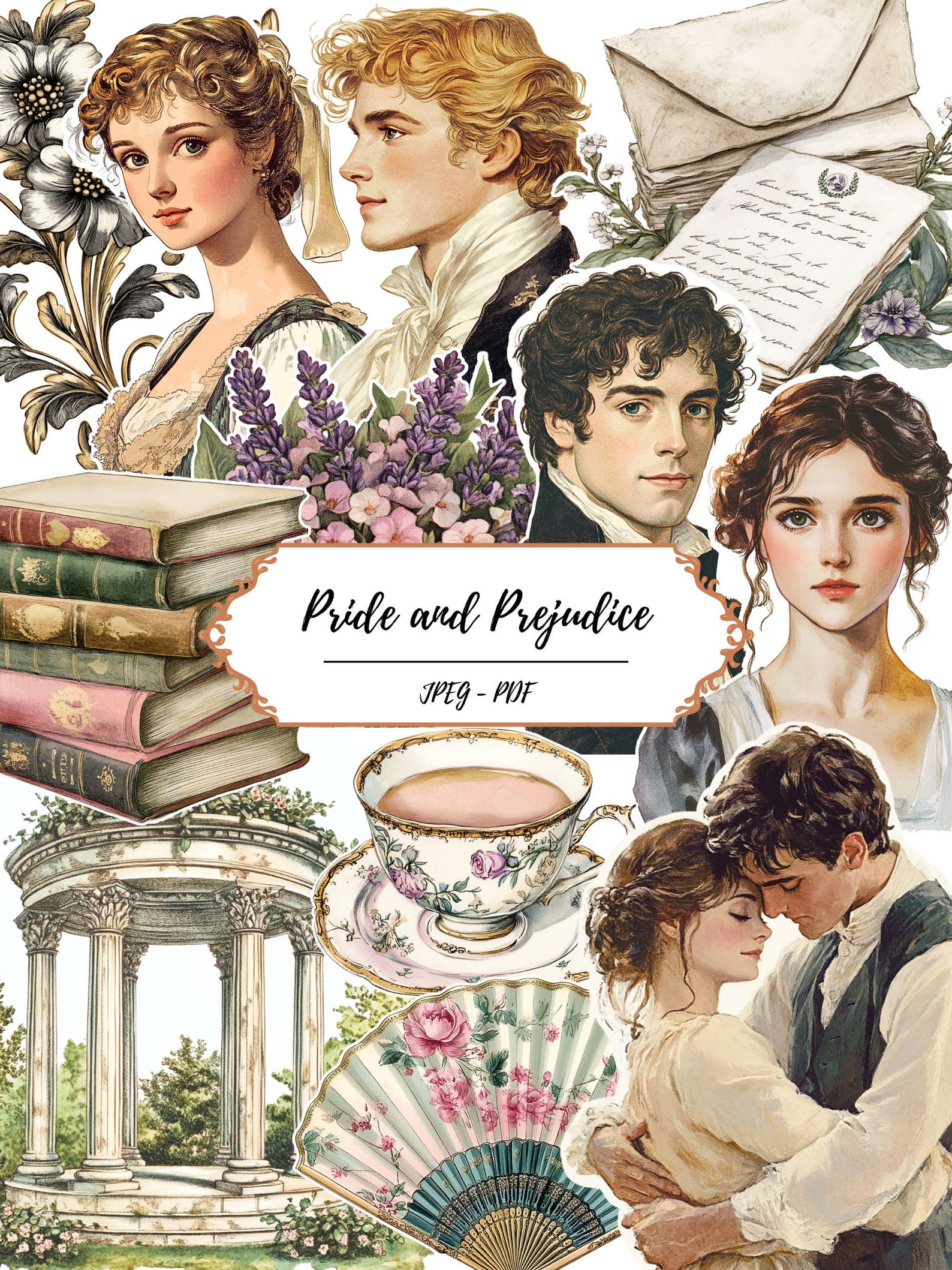 Pride and Prejudice Theme Printable Pages // 60 Vintage Inspired Fussy ...