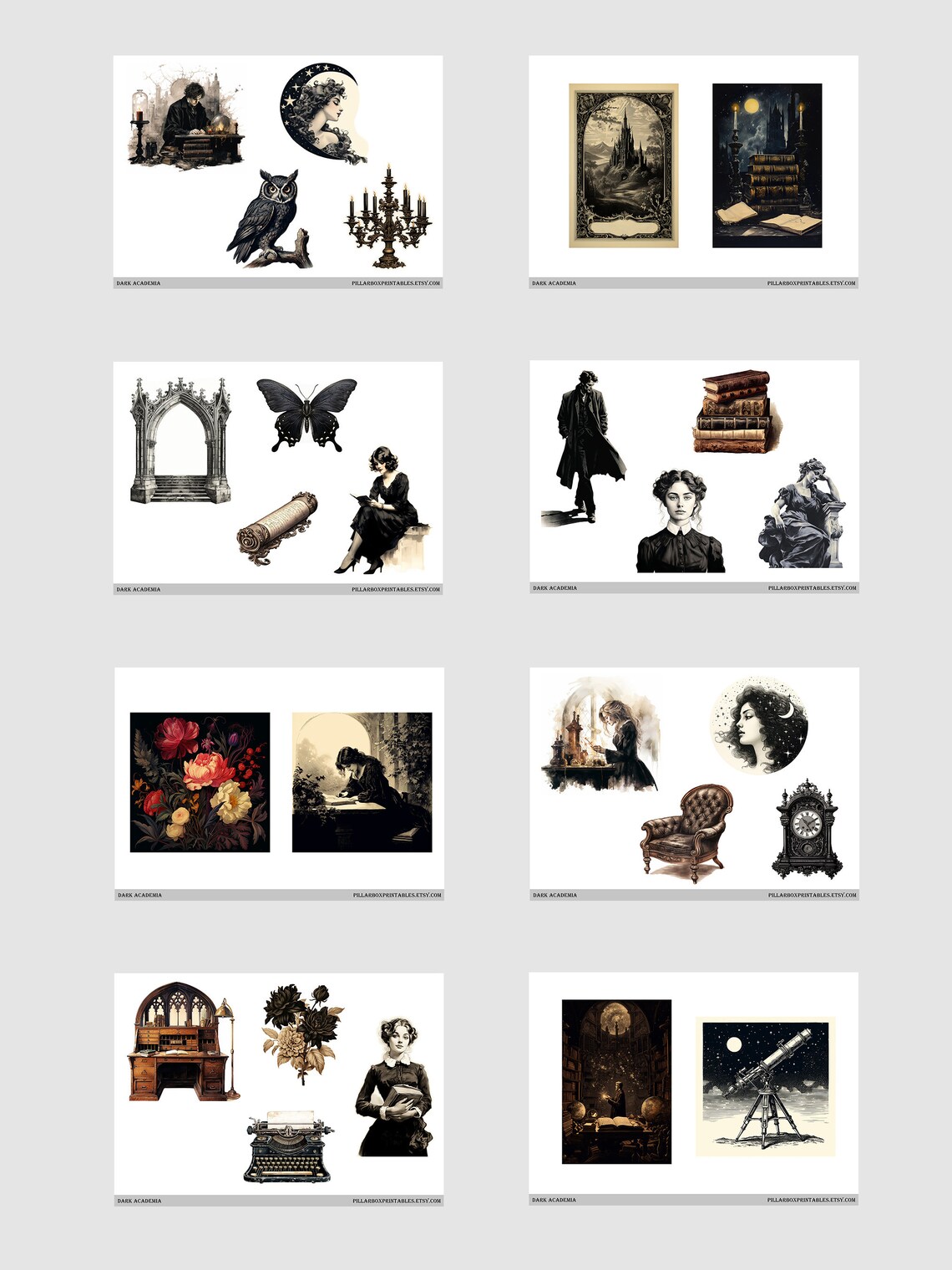Dark Academia Fussy Cut Printable Pages // 60 Vintage Inspired Images ...