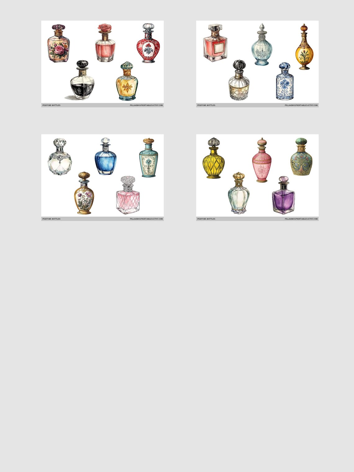 Perfume Bottles Printable Pages // 60 Vintage Inspired Fussy Cut Pages ...