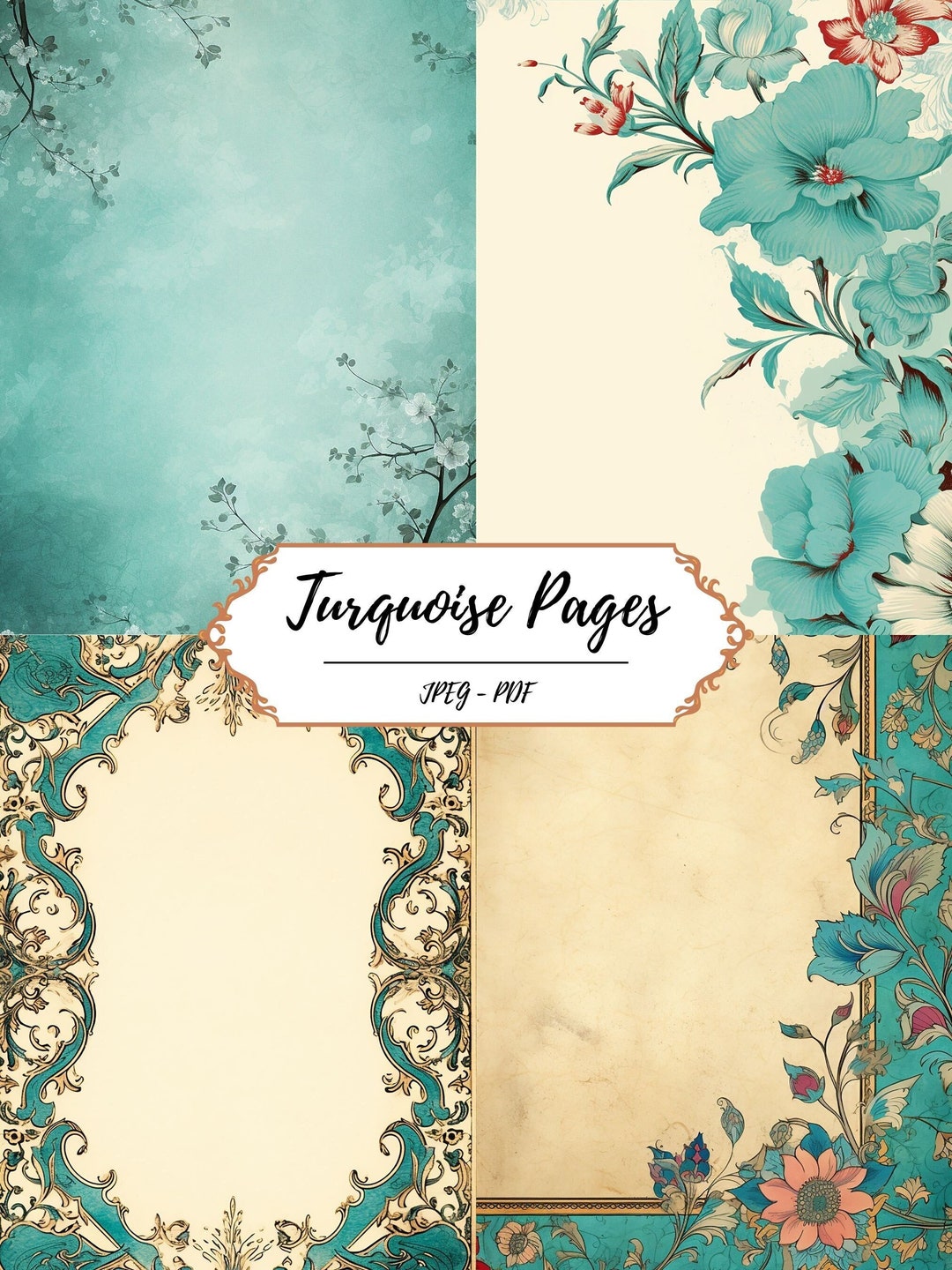 Turquoise Printable Journal Pages // 20 Journaling Papers // Digital ...