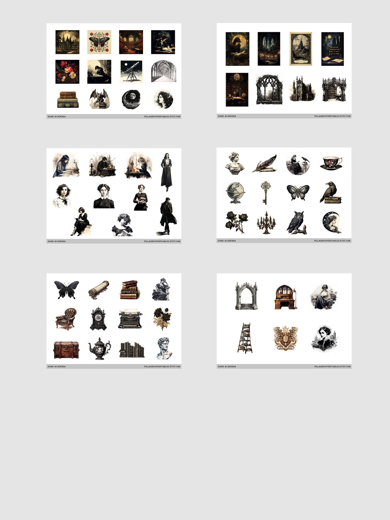 Dark Academia Fussy Cut Printable Pages // 60 Vintage Inspired Images ...