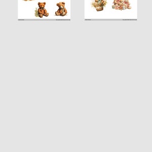 Teddy Bear Printable Pages // 60 Vintage Inspired Images // PDF JPEG ...