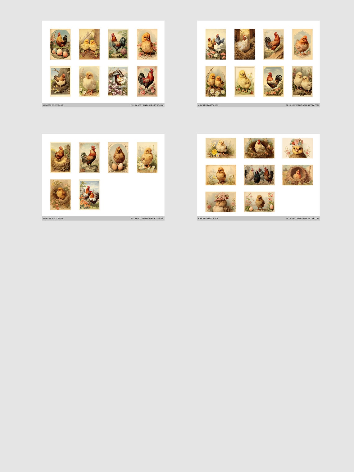 Chicken Postcard Printables // 30 Vintage Inspired Fussy Cut Images ...