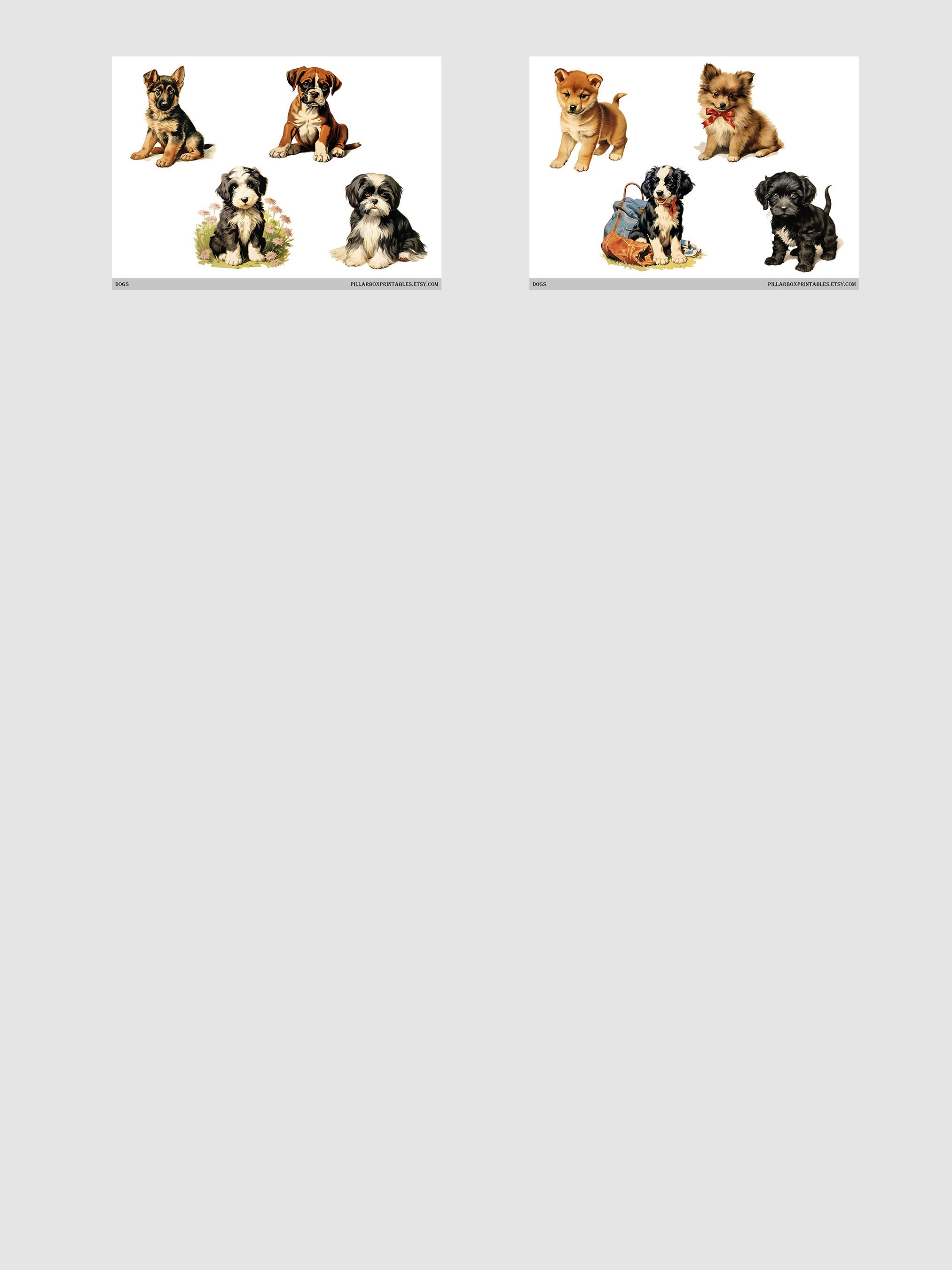 Dogs Fussy Cut Printable Pages // 60 Vintage Inspired Images // Puppies ...