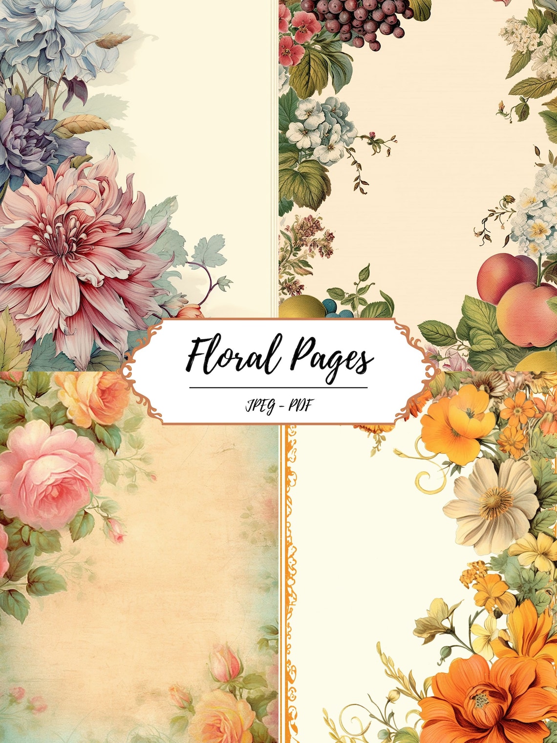Floral Printable Journal Pages // 20 Vintage Inspired Flower Journaling ...