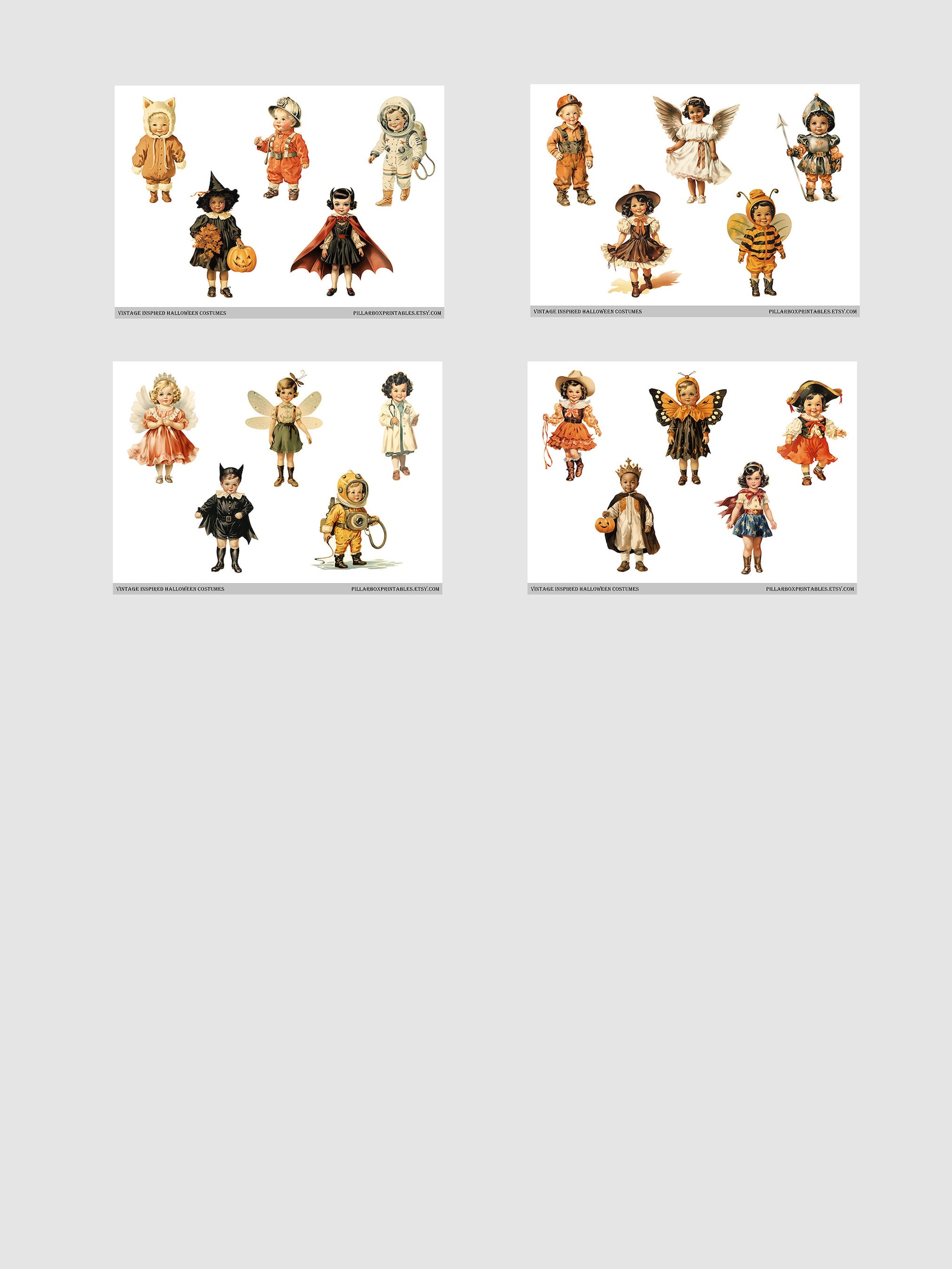 Vintage Inspired Halloween Costume Printables // 60 Fussy Cut Images ...