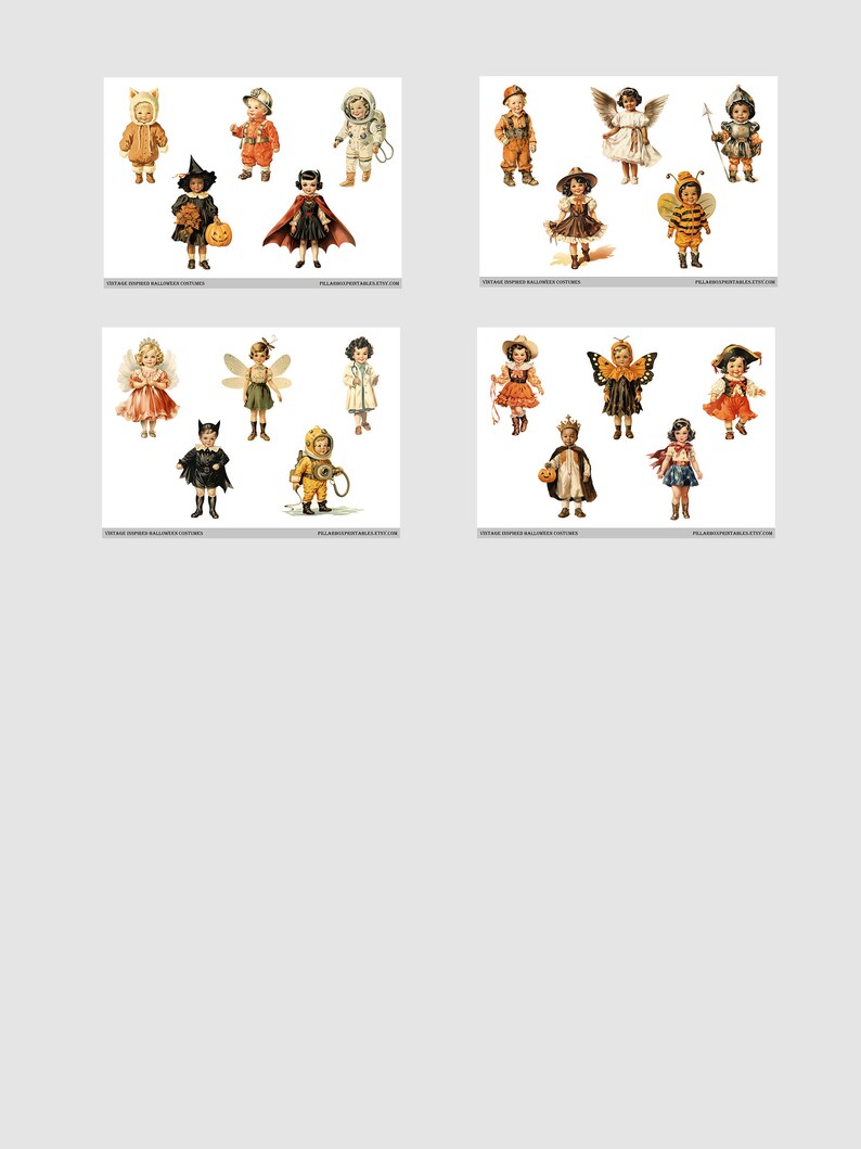 Vintage Inspired Halloween Costume Printables // 60 Fussy Cut Images ...