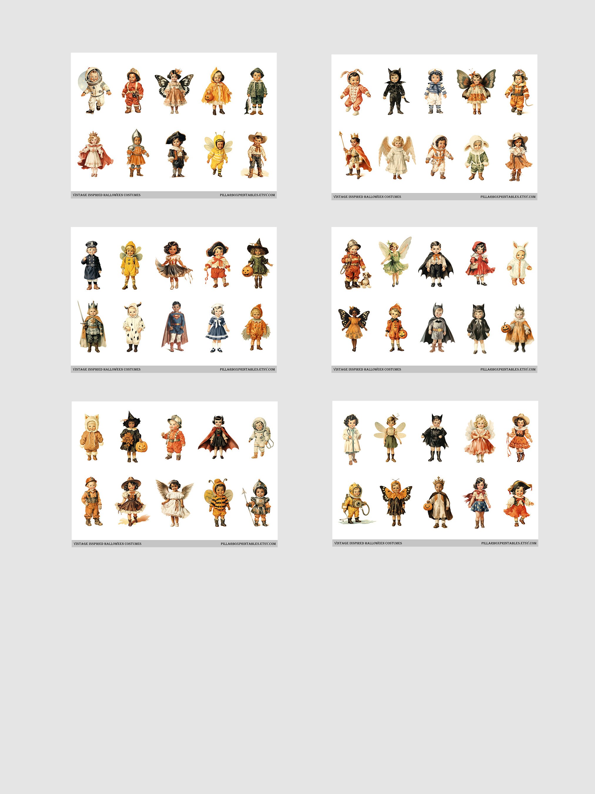 Vintage Inspired Halloween Costume Printables // 60 Fussy Cut Images ...