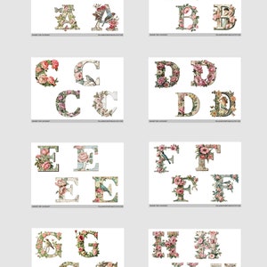 Shabby Chic Alphabet Printable Pages // 104 Fussy Cut Images // Floral ...