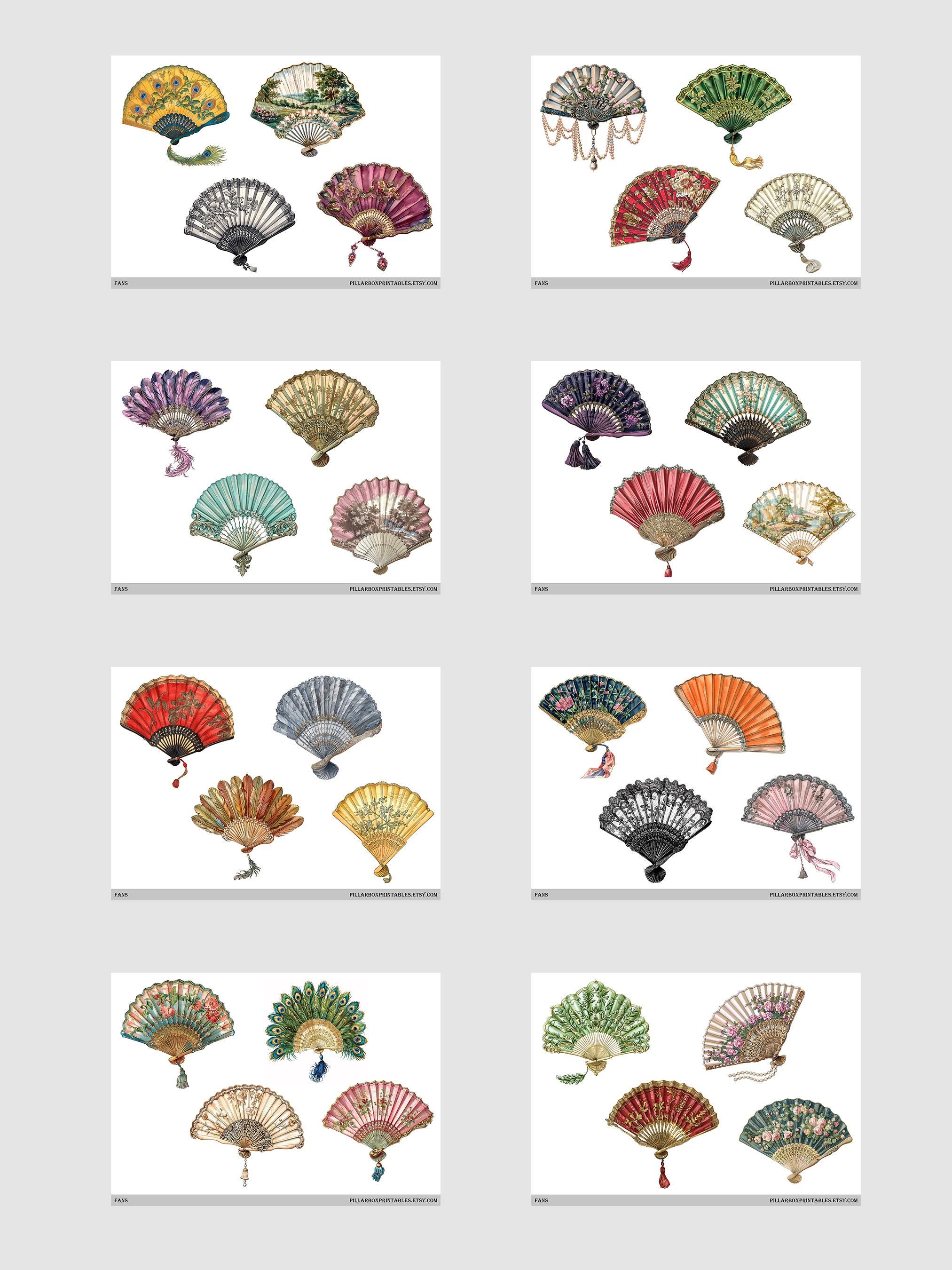 Vintage Fans Fussy Cut Printable Pages // 60 Vintage Inspired Images ...