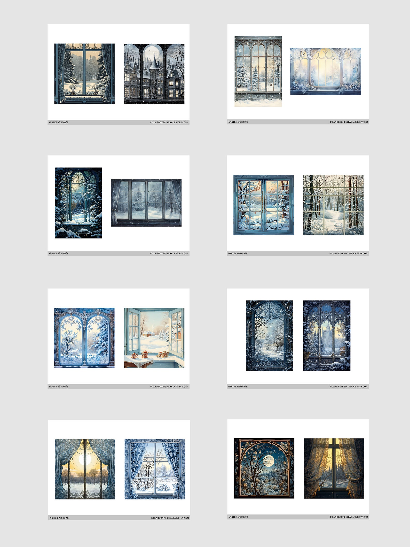 Winter Windows Printable Pages // 60 Vintage Inspired Fussy Cut Images ...