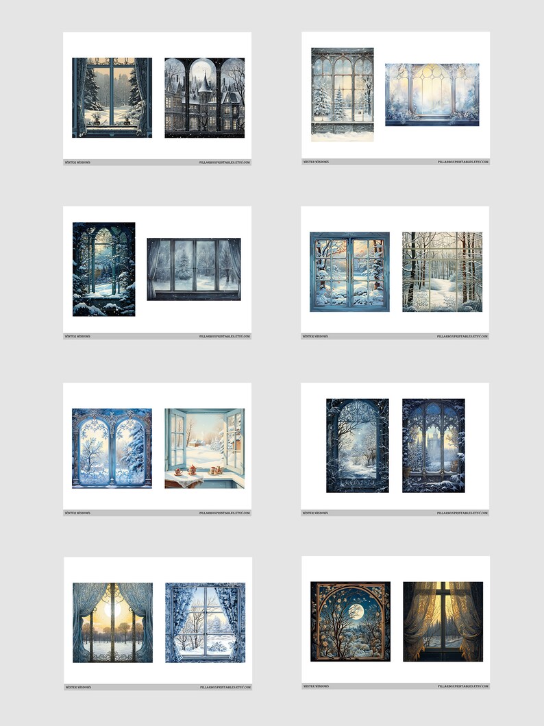 Winter Windows Printable Pages // 60 Vintage Inspired Fussy Cut Images ...