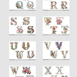 Shabby Chic Alphabet Printable Pages // 104 Fussy Cut Images // Floral ...