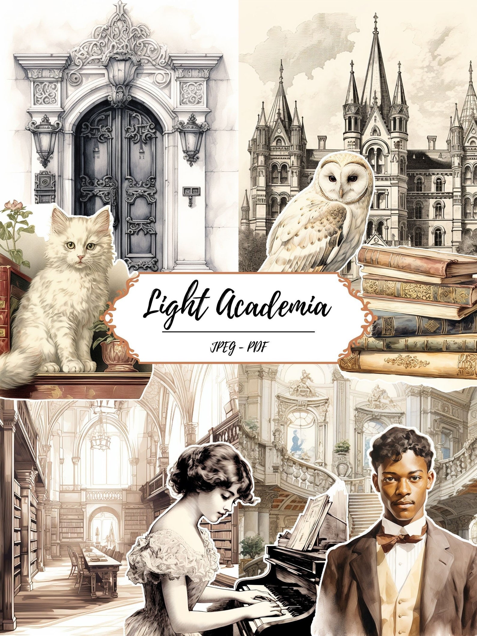 Light Academia Printable Pages // 60 Vintage Inspired Fussy Cut Images ...