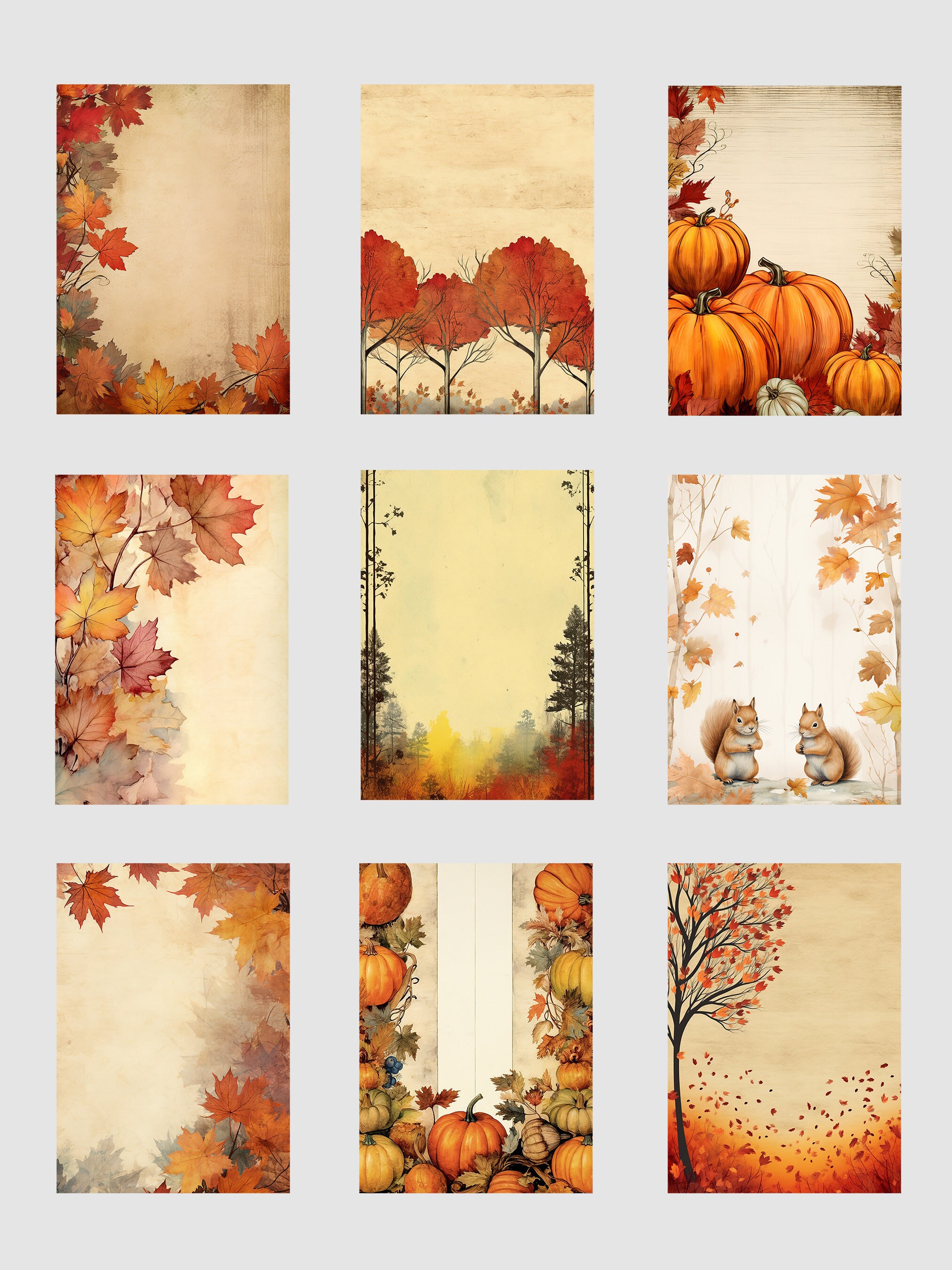 Autumn Printable Journal Pages // 20 Digital Ephemera Papers // Fall ...