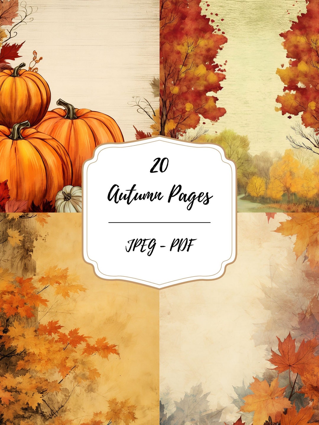 Autumn Printable Journal Pages // 20 Digital Ephemera Papers - Etsy