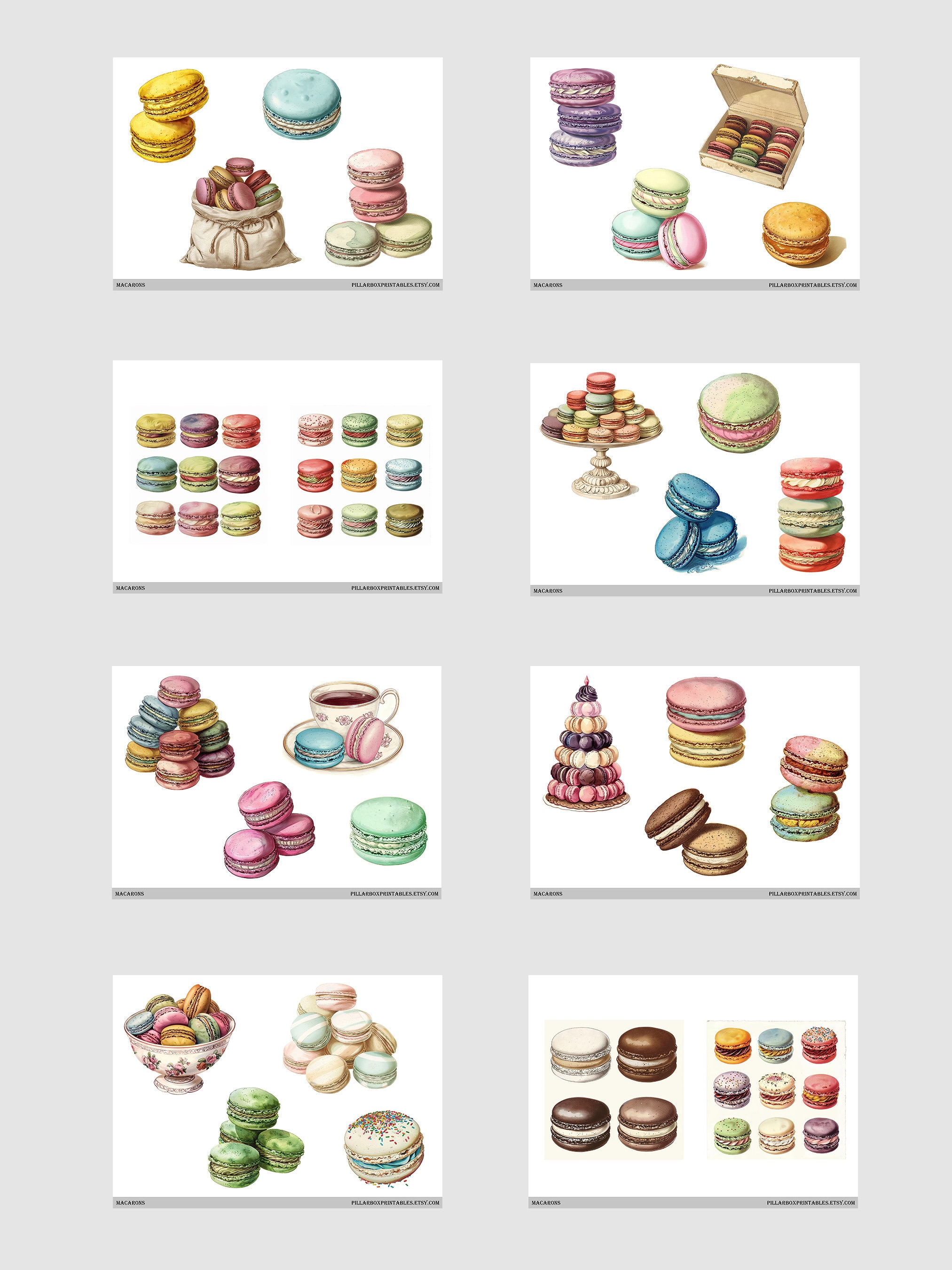 Macarons Fussy Cut Printable Pages // 60 Vintage Inspired Images ...