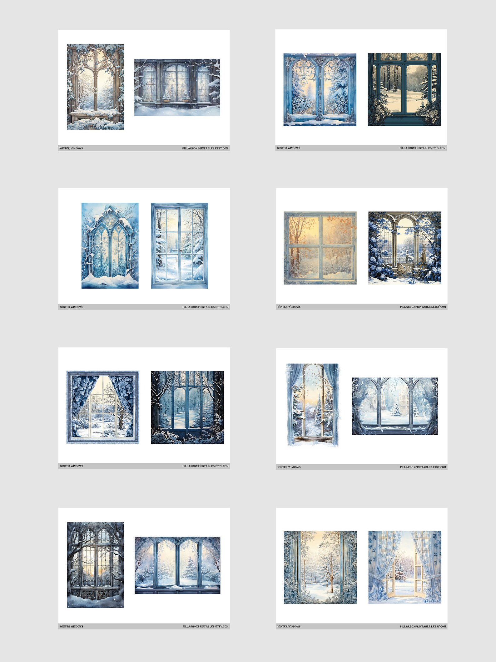 Winter Windows Printable Pages // 60 Vintage Inspired Fussy Cut Images ...