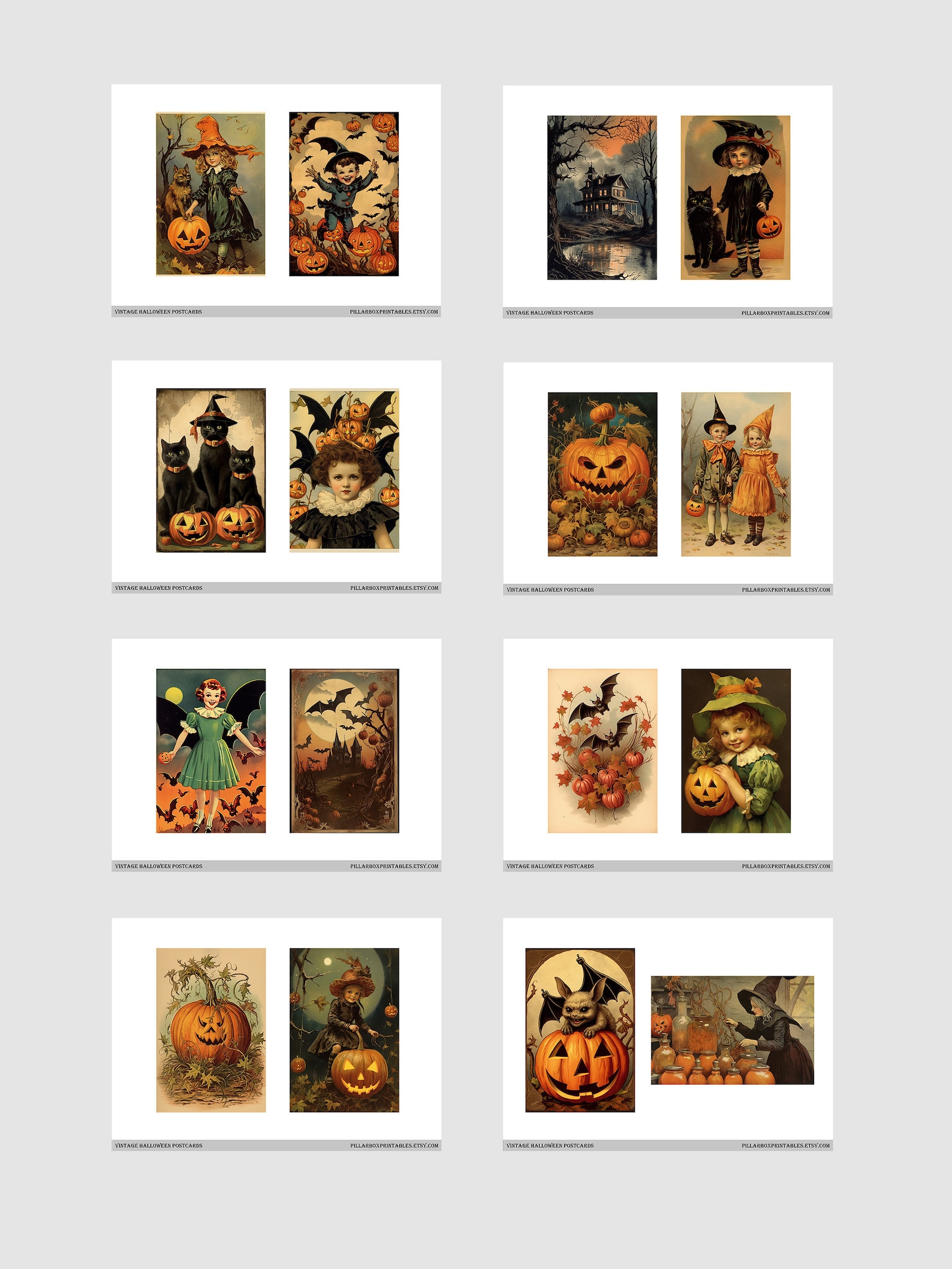 Vintage Inspired Halloween Postcard Printables // 30 Fussy Cut Images ...