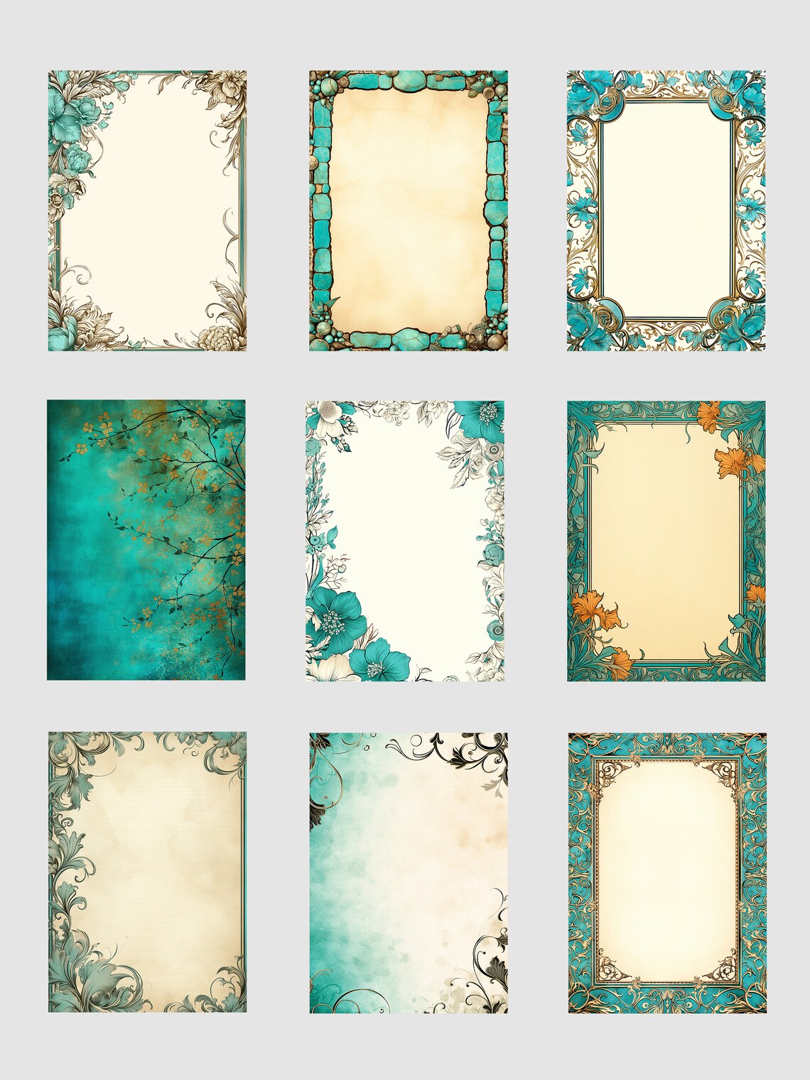 Turquoise Printable Journal Pages // 20 Journaling Papers // Digital ...