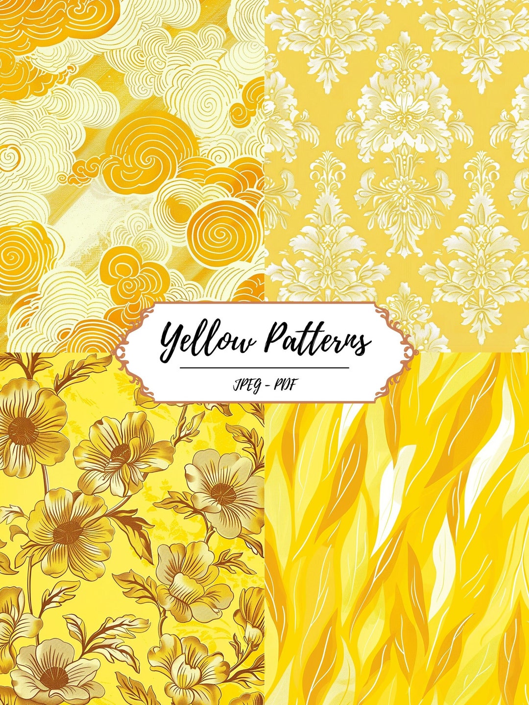 Yellow Printable Pattern Pages // 25 Vintage Inspired Print at Home ...