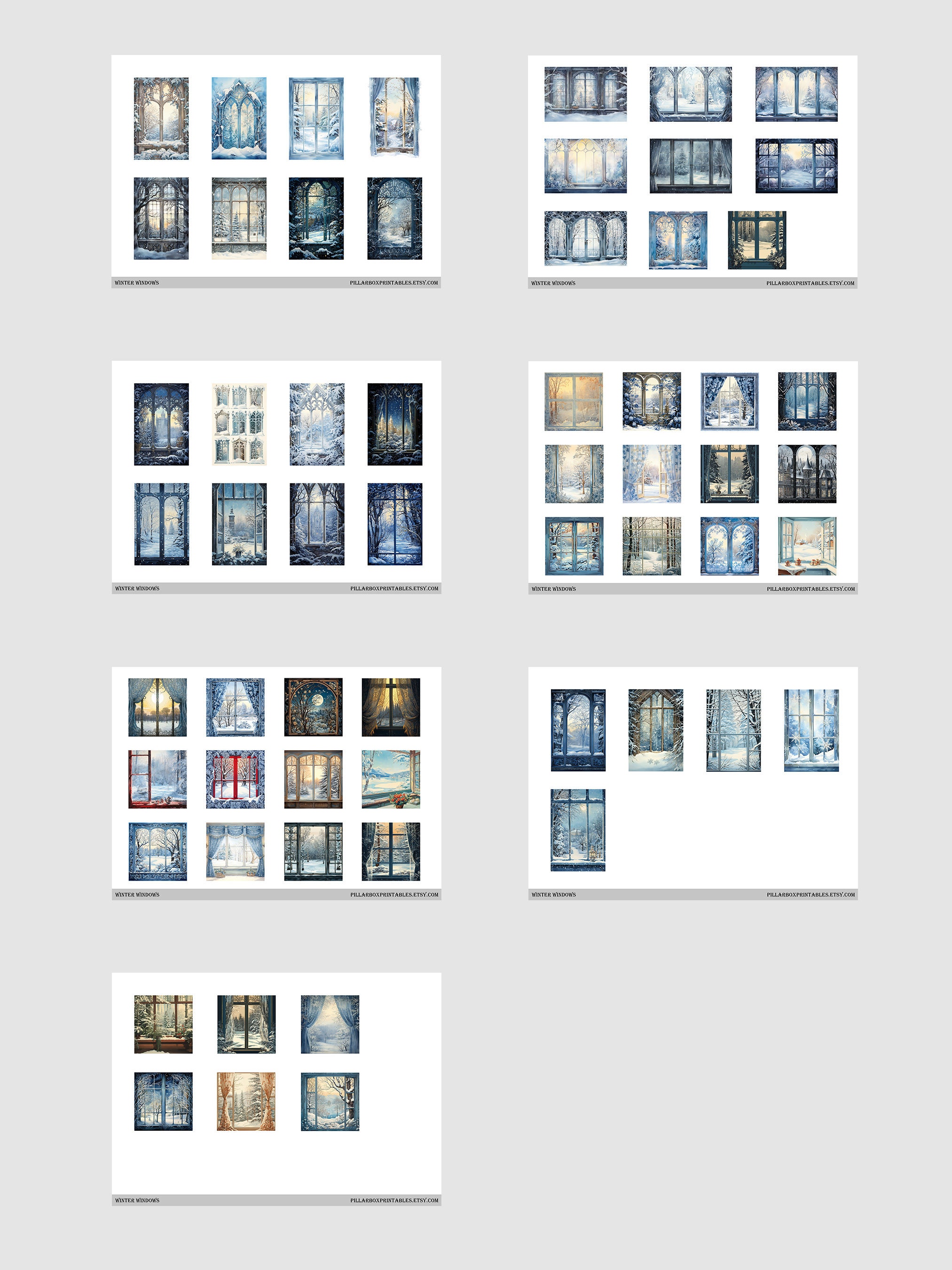 Winter Windows Printable Pages // 60 Vintage Inspired Fussy Cut Images ...