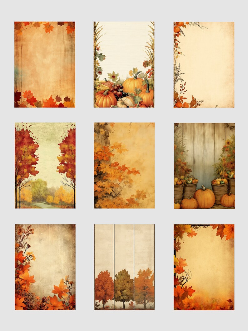 Autumn Printable Journal Pages // 20 Digital Ephemera Papers // Fall ...