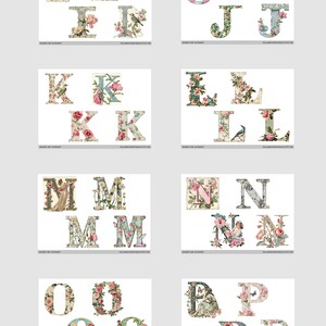 Shabby Chic Alphabet Printable Pages // 104 Fussy Cut Images // Floral ...