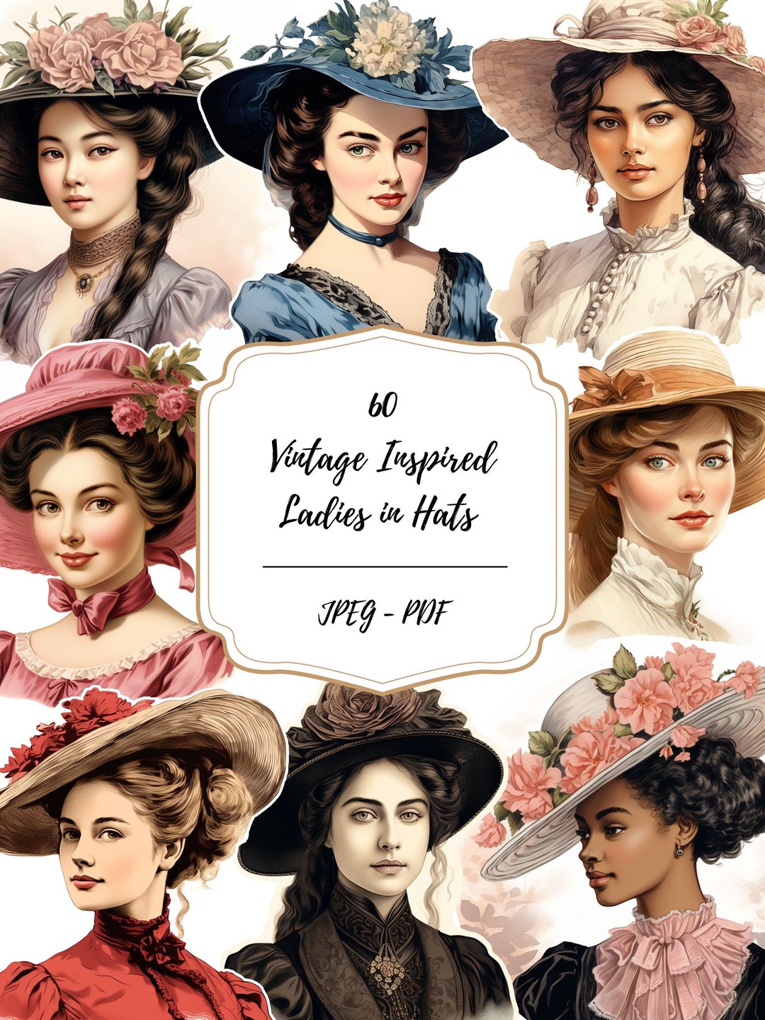 Vintage Ladies in Hats Printable Pages // 60 Vintage Inspired - Etsy UK