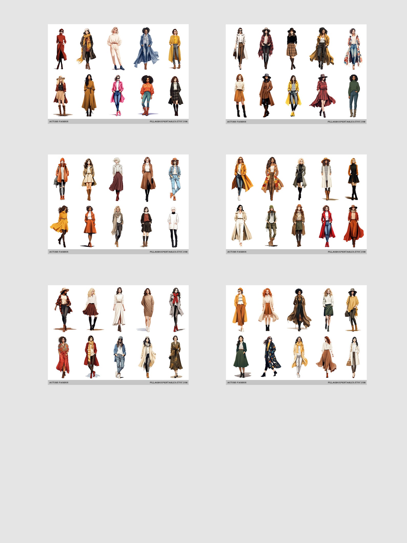 Autumn Fashion Printable Pages // 60 Fussy Cut Images // Womens Fall ...