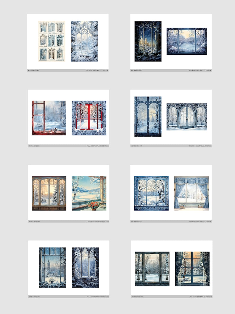 Winter Windows Printable Pages // 60 Vintage Inspired Fussy Cut Images ...