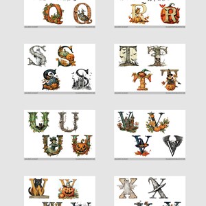 Halloween Alphabet Printable Pages // 104 Fussy Cut Images // Spooky ...