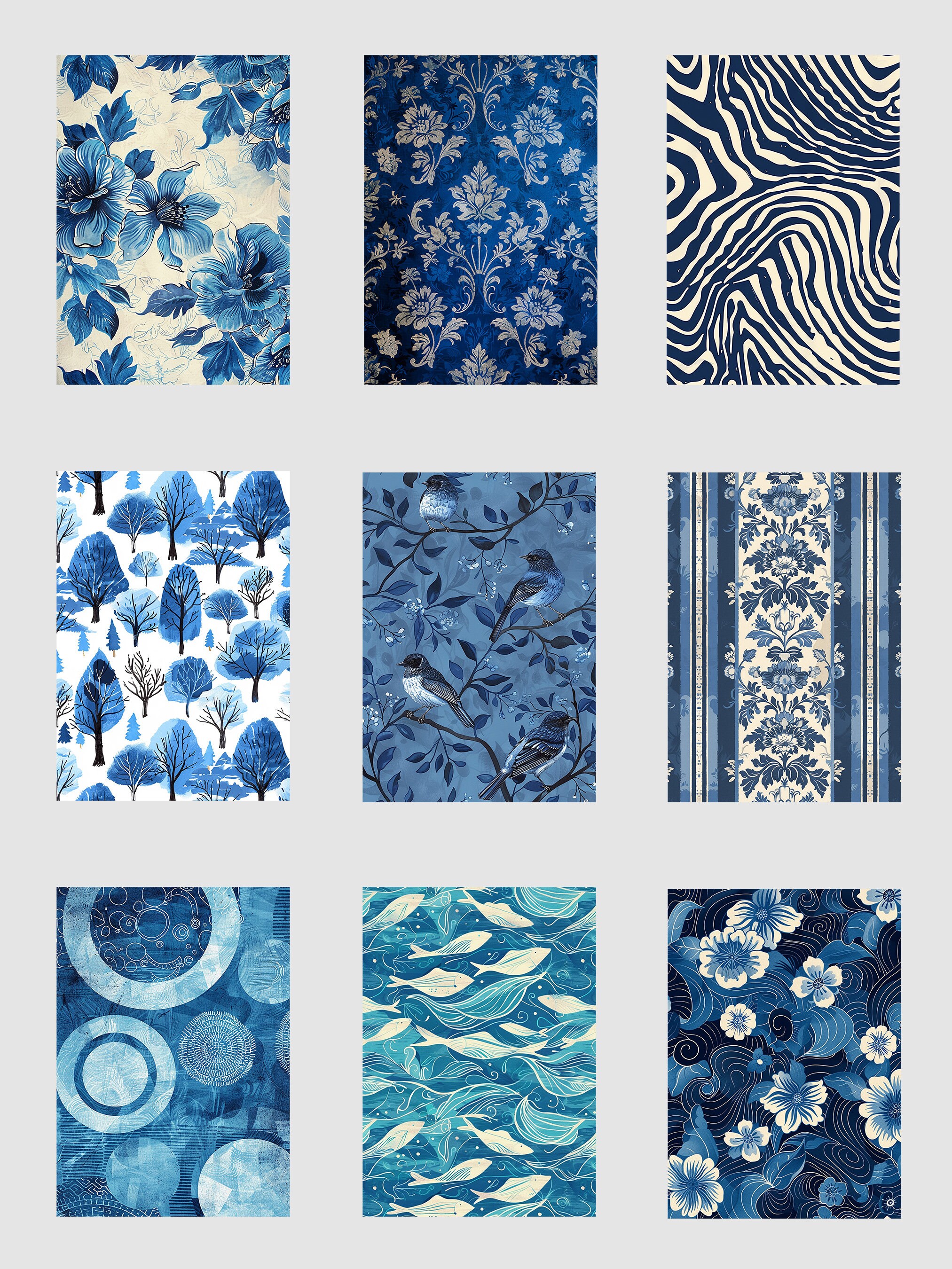 Blue Printable Pattern Pages // 25 Vintage Inspired Print at Home ...
