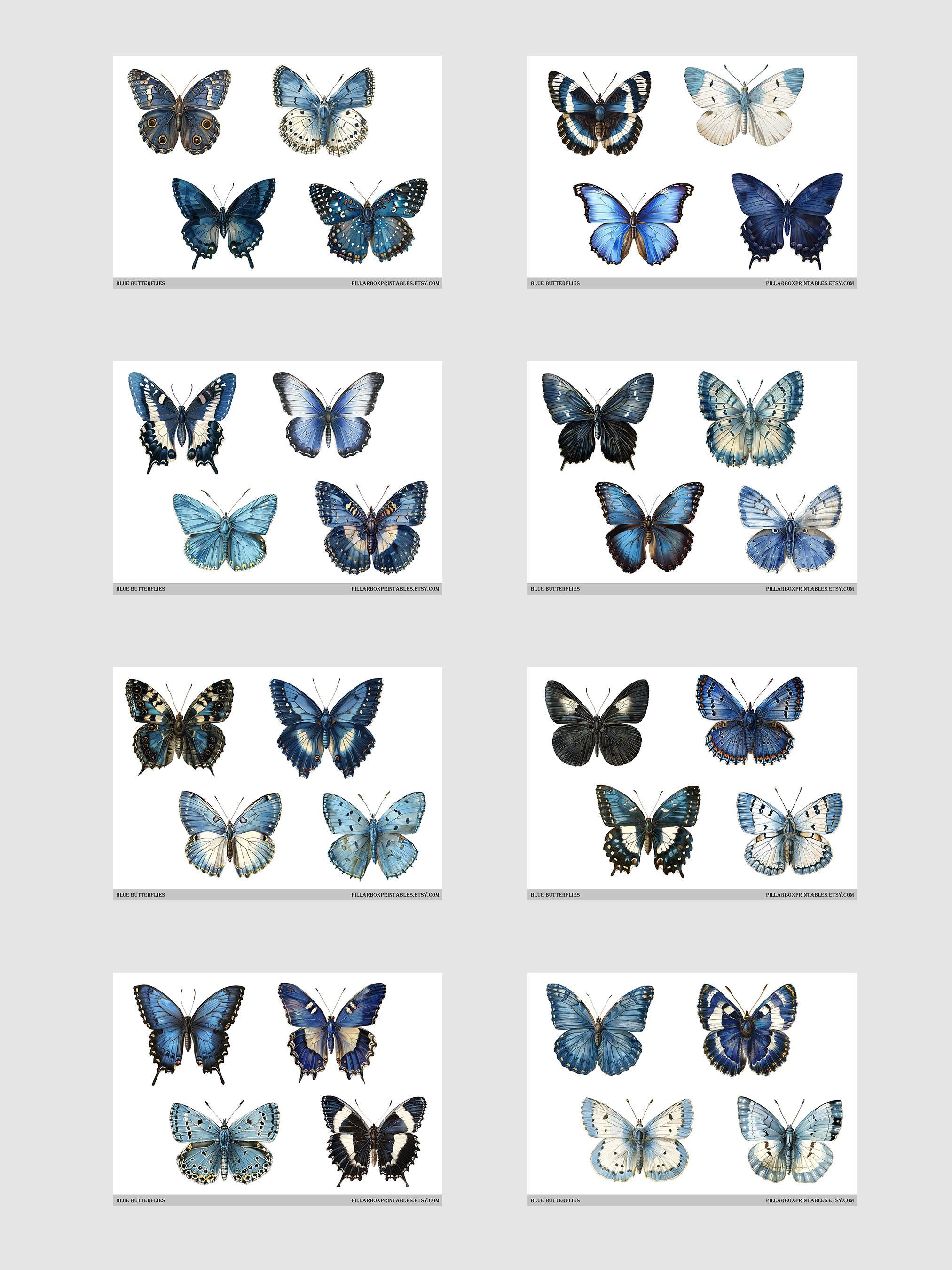 Blue Butterfly Printable Ephemera Pages // 60 Vintage Inspired Fussy ...