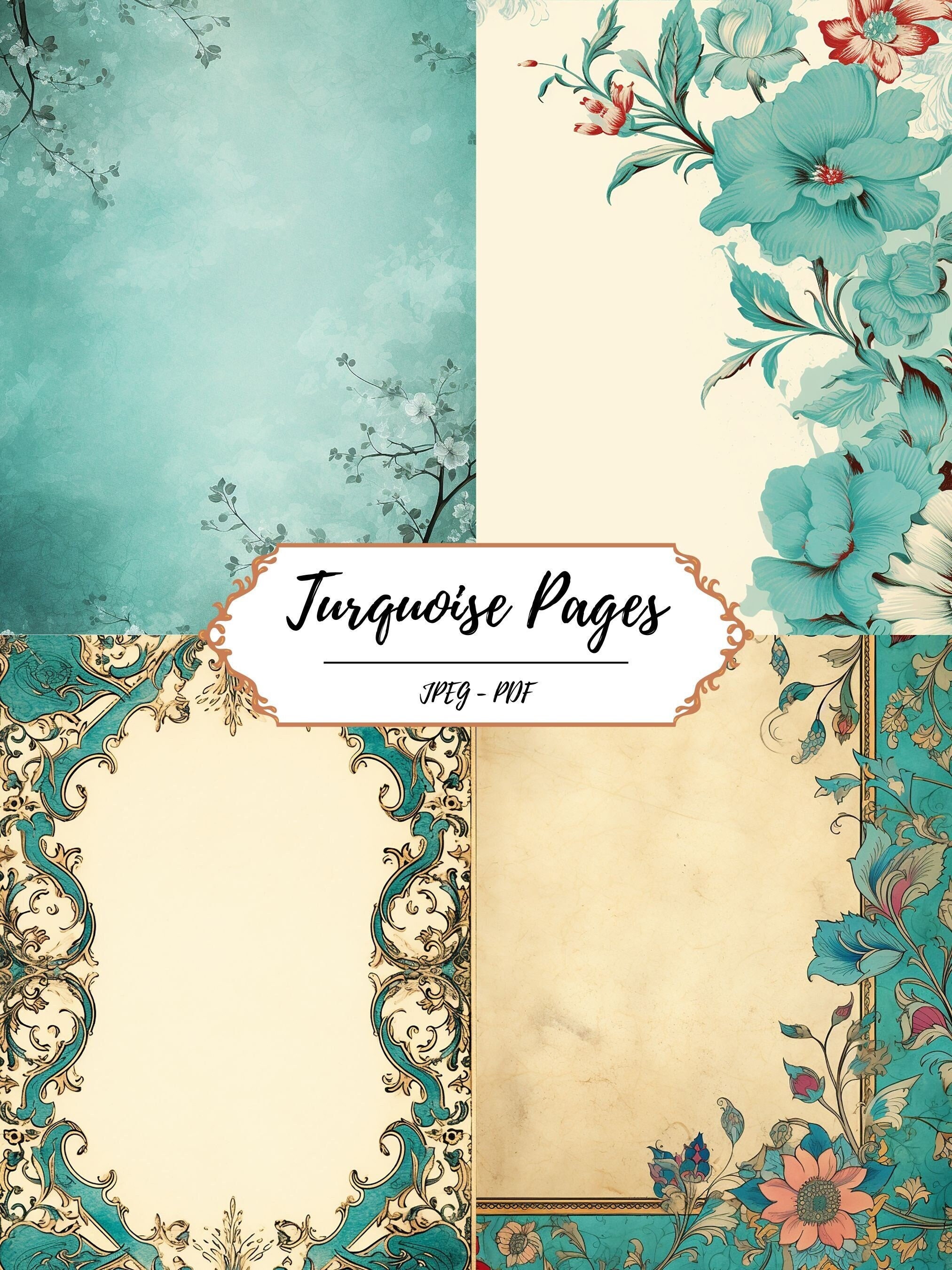 Turquoise Printable Journal Pages // 20 Journaling Papers // Digital ...
