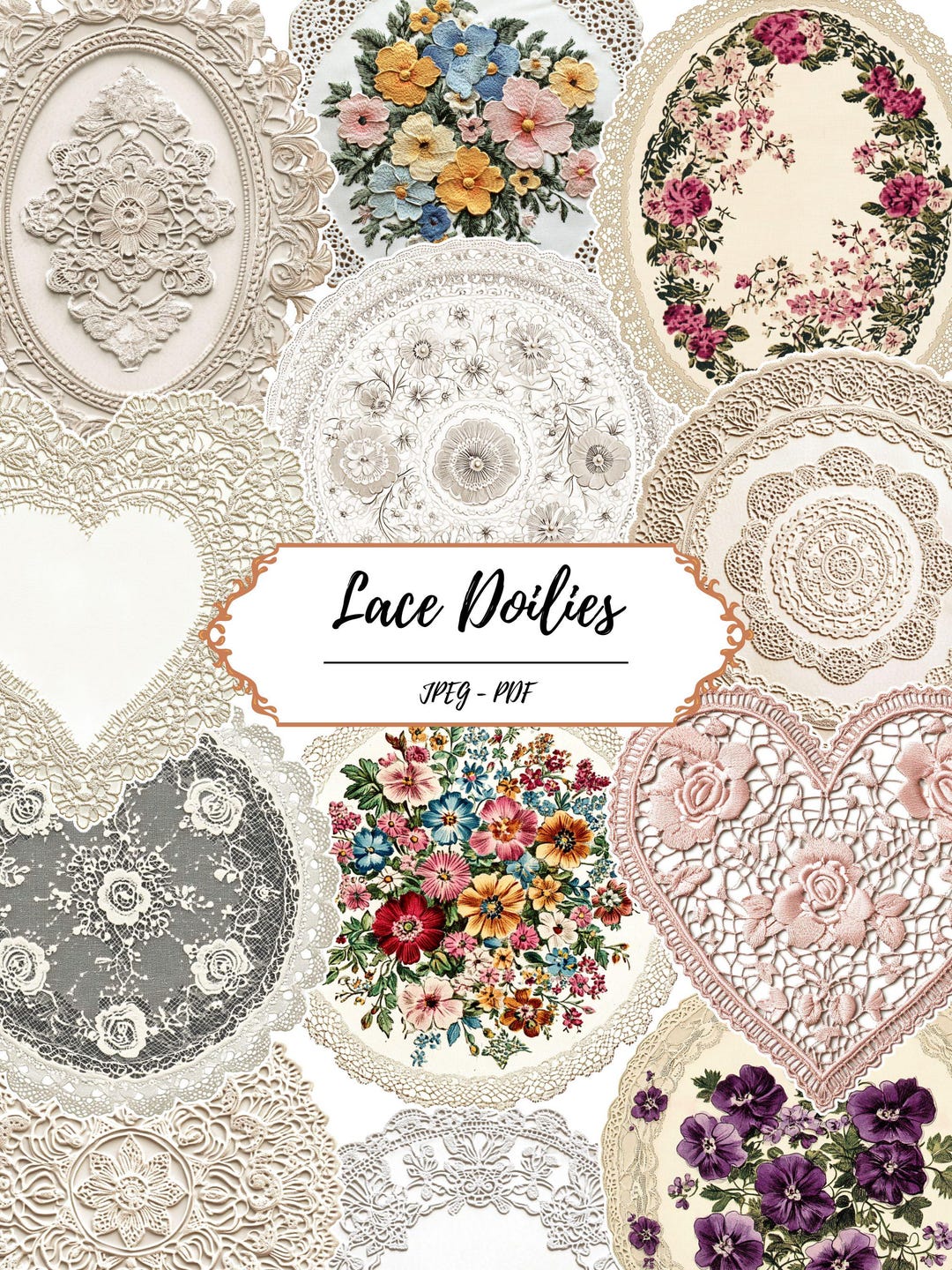 Lace Doilies Printable Pages // 60 Vintage Inspired Doily Clip Art ...