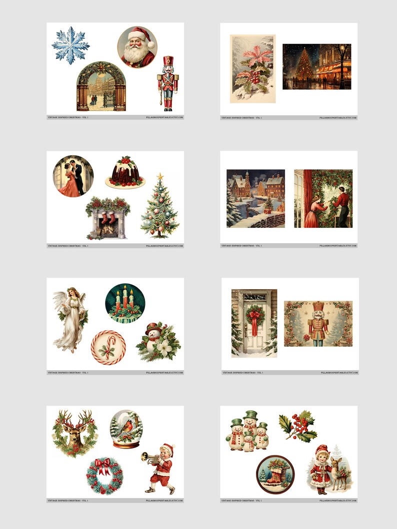 Christmas Fussy Cut Printable Pages // Volume 1 // 60 Vintage Inspired ...