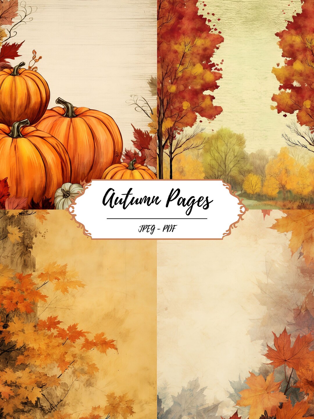 Autumn Printable Journal Pages // 20 Digital Ephemera Papers // Fall ...