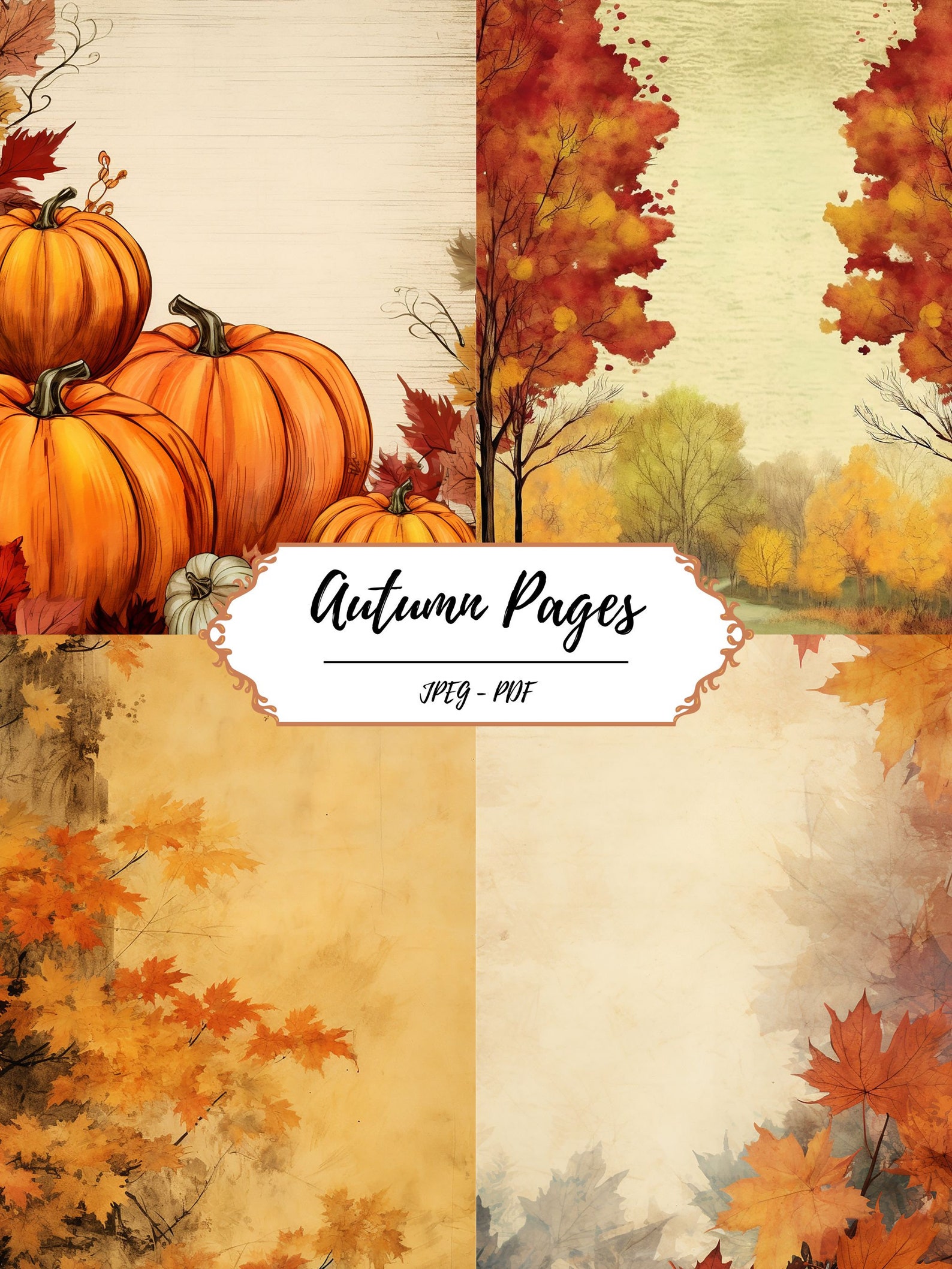 Autumn Printable Journal Pages // 20 Digital Ephemera Papers // Fall ...